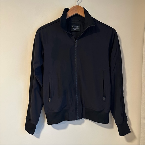 Athleta | Jackets & Coats | Athleta Womens Black Athletic Bomber Jacket ...